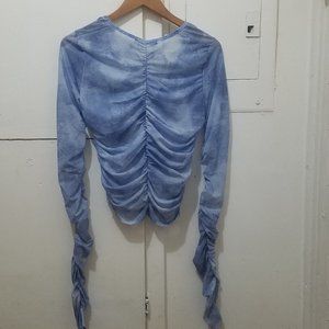 Zara | Tops | Nwt Shades Of Blue Draped Printed Tulle Top | Poshmark